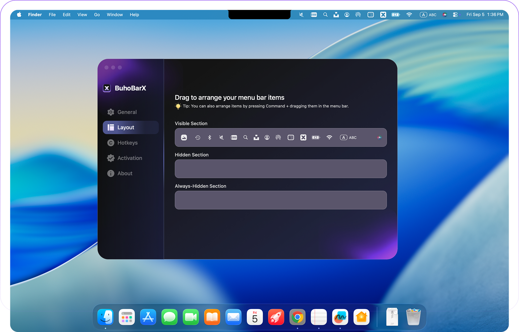 BuhoBarX - Declutter your Mac menu bar | Dr.Buho